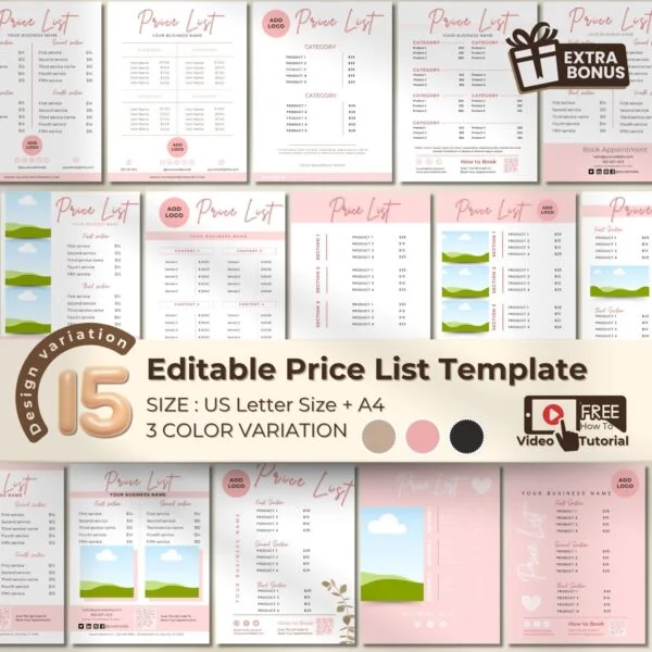 Price List Templates Bundle - Earn with Design