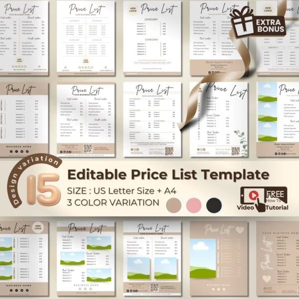Price List Templates Bundle - Earn with Design